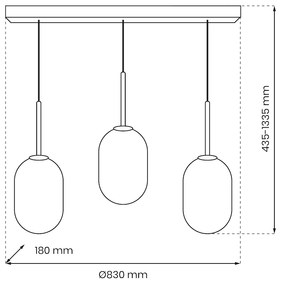 Závěsné svítidlo Alias, 3x bílé skleněné stínítko, g