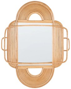 Ratanové nástěnné zrcadlo 70 x 90 cm světlé ALCORN Beliani