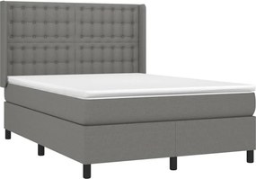 Box spring postel s matrací a LED tmavě šedá 140x200 cm textil 3138638