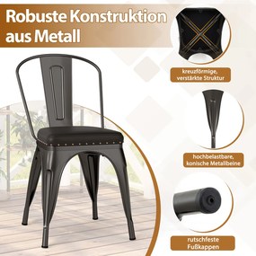 Costway Židle do jídelny4Set bistro židle kovové židle stohovatelné kuchyňské