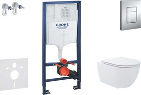 SANITINO - Set předstěnové instalace, klozetu Oudee a Slim sedátka softclose, tlačítko Skate Cosmopolitan, chrom SANI11BA1112