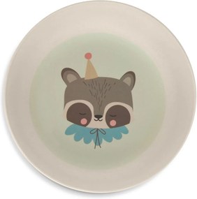 EEF lillemor Bambusové nádobí pro děti Circus Raccoon - set 5 ks, zelená barva, béžová barva