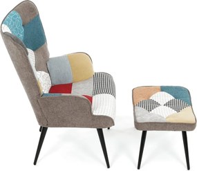 Relaxační křeslo AK-303 PW2, vícebarevná, sametová látka (68 x 72) cm patchwork