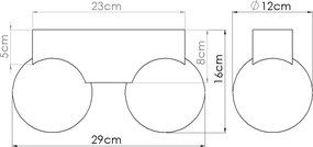 Stropní svítidlo Bulbo, 2x bílé skleněné stínítko, dřevo