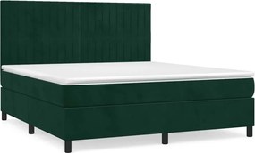 Box spring postel s matrací tmavě zelená 160x200 cm samet 3143154
