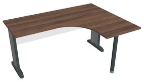 Stůl ergo oblouk levý 160×120/60 cm - Hobis Cross CE 60 L Dekor stolové desky: ořech, Dekor lamino podnože: bílá, Barva nohou: černá
