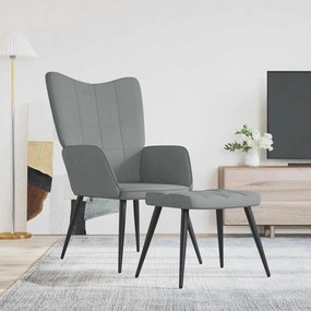 Relaxační židle se stoličkou světle šedá textil 327952