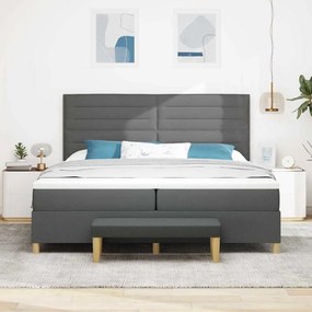 Postel s boxspringem s matrací Tmavě šedá 200 x 200 cm textil 3344248