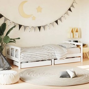 vidaXL Dětská postel se zásuvkami bílá 90x200 cm masivní borové dřevo