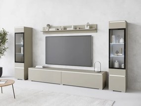 Nábytek do obývacího pokoje Sawoti II, Barva: kašmírová béžová, Osvětlení: osvětlení LED - bílé
