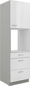 BIANCA sb | vysoká skříňka 60 DPS-210 3S1F na vestavnou troubu | PREMIUM BOX | 60 cm | světle šedá/bílá lesk