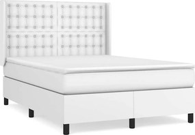 Box spring postel s matrací bílá 140 x 190 cm umělá kůže 3132496