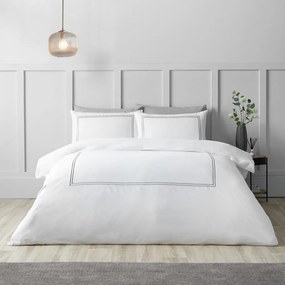 Bílé 3dílné saténové povlečení na dvoulůžko 200x200 cm So Soft Mono Satin Stitch – Catherine Lansfield