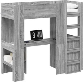Rám patrové postele se stolem s policí Šedá Sonoma 75 x 190 cm 3410432
