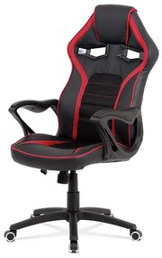 Kancelářská židle GAMES, černá eko-kůže, černý a červený MESH
