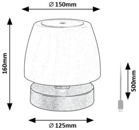 Rabalux 7040 - LED Stmívatelná stolní lampa ODERA LED/3W/5V 2000 mAh IP44