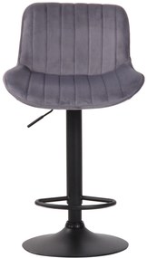 Barová židle Haugo - samet - černý rám | tmavě šedá