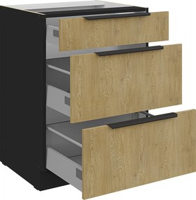 CREMONA cc | dolní skříňka 60 D 3S zásuvková | 60 cm | PREMIUM BOX | černá/cremona