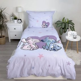 Jerry Fabrics Bavlněné povlečení 140x200 Lilo and Stitch Heart heather povlak na polštář 70x90 JF 24