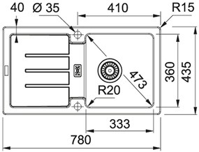 Franke Strata STG 614-78, 780x435 mm, fragranitový dřez, bílá led 114.0369.389