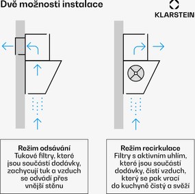 Klarstein Alessia šikmá digestoř | režim odsávání vzduchu a recirkulace | nerezové ocel | 404 m³/h | 60 cm