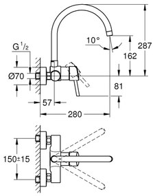GROHE 32667001 - Dřezová baterie CONCETTO 280 mm lesklý chrom