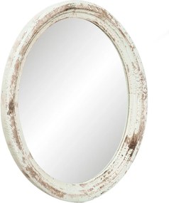 Oválné zrcadlo v bílém rámu s patinou - 54*4*66 cm