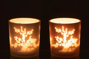 2ks růžový a modrý skleněný svícen na čajovou svíčku Sakura - Ø 7*8 cm