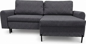 Rohová rozkládací sedací souprava do L PORTINE, 245 cm, s úložným prostorem Roh pohovky: Pravý roh, Barva látky Sawana: Šedo-hnědá (Sawana 11)