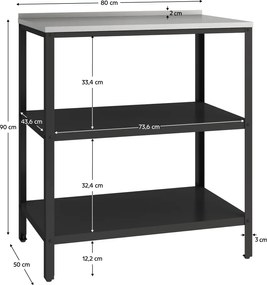 Kondela Zahradní kuchyňský ostrůvek, ocel, černá, INES TYP 2