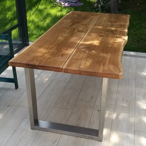 KULHÁNEK Zahradní sestava s nerezovými nohami - stůl, lavice bez opěradla Délka: 210 cm