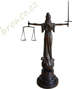 Spravedlnost bronzová socha 45cm, Justicie s váhami a mečem - Bohyně práva a spravedlnosti