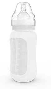 EcoViking Kojenecká lahev skleněná 240 ml široká silikonový obal Bílá