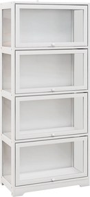 HOMCOM 4-patrový vitrínový kabinet s skládacími akrylovými dveřmi, protiskluzovým vitrinou pro studovnu, ložnici a kancelář 59x30x139 cm Bílá | Aosom