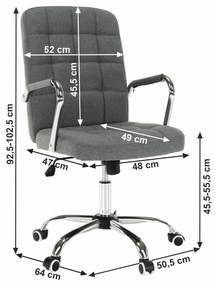 Juniorská židle TEDDY - kov, látka, šedá