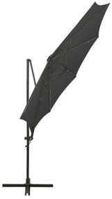 Konzolový slunečník s tyčí a LED světly antracitový 300 cm,  312338