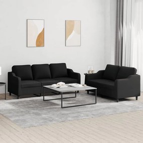 2dílná sedací souprava s poduškami černá textil 3201838