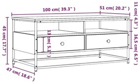 Konferenční stolek, kov, dřevo, černá, dub sonoma, NoBi LANZETTE