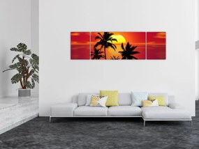 Obraz siluety ostrova s palmami (170x50 cm)