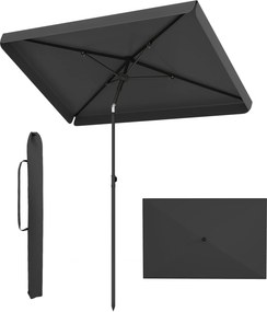 Costway Slunečník Obdélníkový s úhlem sklonu 30° Ohebný – 200 × 130 cm, šedá