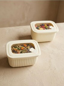 Sinsay - Žebrované nádoby na potraviny s průhlednými víčky 2 pack - krémová