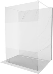 Mexen Kioto, průchozí sprchová zástěna 120 x 200 cm, 8mm čiré sklo/námraza, 2x bílá stabilizační rozpěra, 800-120-002-20-35