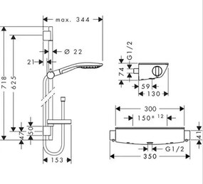 Hansgrohe Raindance Select S - Sprchový set s termostatem | 15 cm | 3