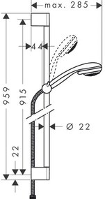 Hansgrohe Crometta 85 Vario sprchová sada se sprchovou tyčí 90 cm 27762000