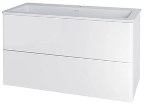 Mereo Siena, koupelnová skříňka s umyvadlem z litého mramoru 101 cm, bílá lesk CN412M1