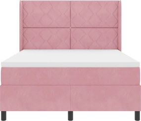 Postel s boxspringem s čelo Růžová 160 x 200 cm samet 3342073