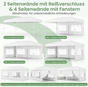 Costway Pavilon výsuvný skládací pavilon s kovovým rámem 6 boční stěny a 6 pytle