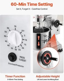 Elektrický mixér 30 L stojanový mixér 1100 W na těsto 220 V