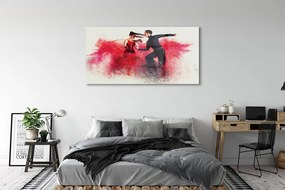 akrylový obraz Lidé červený kouř 140x70 cm