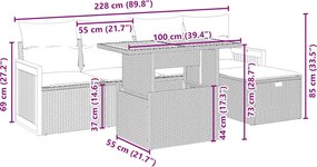6dílná zahradní sedací souprava s poduškami béžová polyratan 3276243